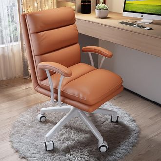 Generic Ergonomischer B&uuml;rostuhl, Schreibtischstuhl mit Lendenwirbelst&uuml;tze, Lederbezug, Belastbarkeit 300 kg, Computerstuhl mit Armlehnen und Rollen