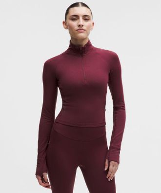 lululemon Haut Its Rulu demi-zipp&eacute; court pour Femmes - Burgundy - Taille S