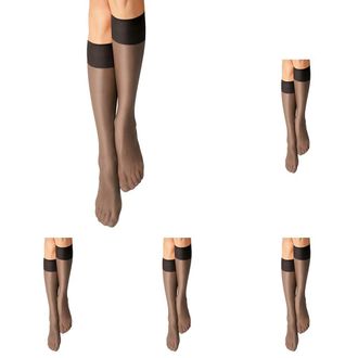 Nur Die Damen Glanz Fein Kniestr&uuml;mpfe 615969, 15 DEN, Gr. One size, Schwarz (schwarz 94)