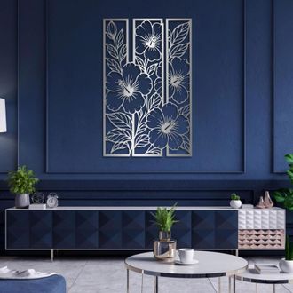 Generic Moderne minimalistische Wanddekoration aus Metall mit Hibiskusbl&uuml;tenmotiv, Blumen, Wanddekoration mit Blumenmotiv f&uuml;r Wohnzimmer, Schlafzimmer, Badezi