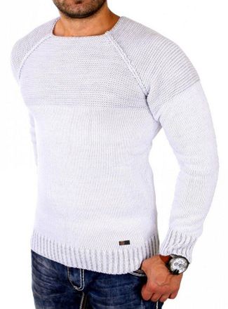 Reslad Strickpullover Reslad Strickpullover Herren Two Tone Rundhals Pullover Grobstrick (1-tlg) Strick-Pulli M&auml;nner Colorblock