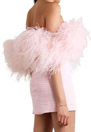 Magda Butrym Pink Feather And Silk Mini Dress Size XS