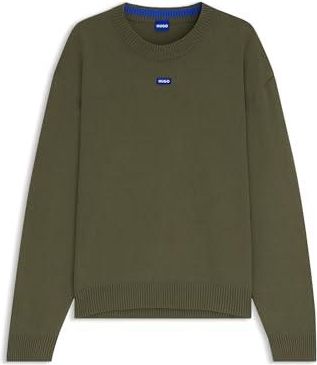 HUGO BOSS Hommes San Casey-CP Pull Relaxed avec Badge logot&eacute; Bleu