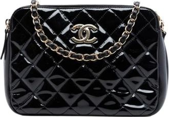 Chanel Sac bandouli&egrave;re Pre-owned en cuir verni matelass&eacute; - Femme - Pre-owned - Noir - Taille: ONE Size
