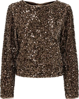 Only Damen Onlconfidence L/S Sequin Bow Top JRS, Mountain Trail, X-Small