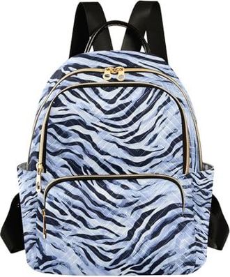 Mnsruu Mini sac à dos pour femme Motif zébré Bleu Petit sac à dos tendance Sac à dos décontracté, Multi100, M