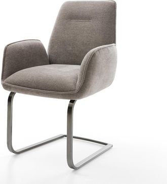 DELIFE Freischwinger Zoa-Flex Strukturstoff Soft Taupe Freischwinger flach Graphit Taschenfederkern, Esszimmerst&uuml;hle