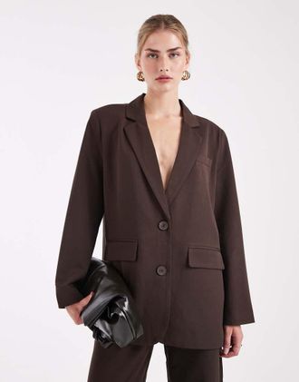 Pieces Blazer densemble oversize et ajusté - Marron chocolat-Brown