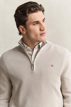GANT Troyer MICRO TEXTURED COTTON HALF ZIP Regular fit mit Troyerkragen