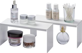 Yamazaki Tableware Home Tower Medizinschrank Waschtisch-Aufbewahrungsregale - 2er-Set, Badezimmer-Spiegel-Organizer-Erh&ouml;hungen - Stahl