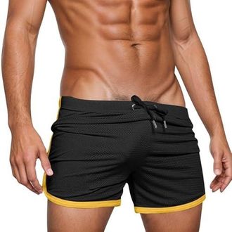 Generic Short de bain pour homme, pour la plage, lext&eacute;rieur, l&eacute;t&eacute;, la natation, le surf, d&eacute;contract&eacute;, confortable, couleur unie, avec cordon de serrage, bleu 