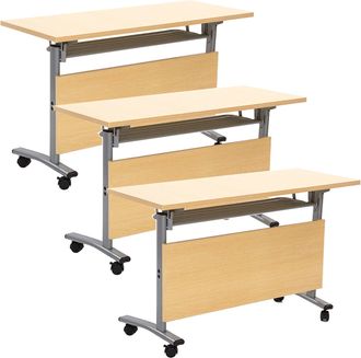 Generic Klapptisch, tragbarer Klappkonferenztisch mit Rollen - Klappbarer Besprechungstisch f&uuml;r B&uuml;ro, Arbeitszimmer und Arbeitsplatz, platzsparendes Design mi