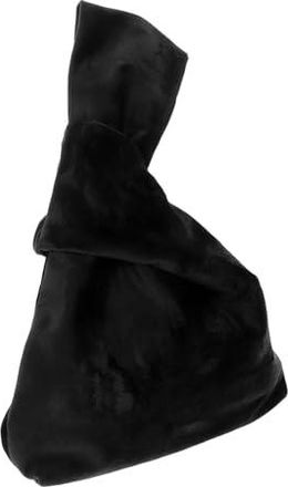 BESTONZON Pochette Vintage en Flanelle Noire Paquet à Main Portable de Style Japonerie Noeud Pochette de Rangement pour Cosmétiques Friandises et Pièces pour Sh