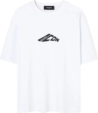 Dsquared2 Homme, Tops, Blanc, Taille: L T-Shirt Coupe Ample Icon New Generation