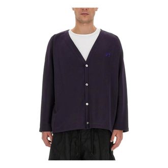 Needles V-Ausschnitt Cardigan - C/Pe Bright Jersey - - Knitwear - Herren - Lila - M