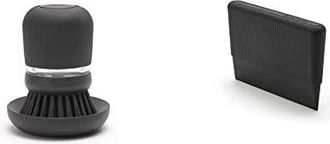 Brabantia Brosse à Vaisselle avec Distributeur de Savon Intégré - Dark Grey & Racloir pour Vaisselle - Dark Grey