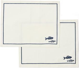 Riviera Maison Rivièra Maison - Como Catch Platzset, Blaue Kante, Baumwolle