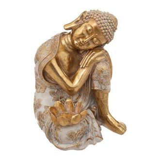 Atmosphera Atmosphera - Statuette Bouddha - r&eacute;sine - dor&eacute; - H23 cm