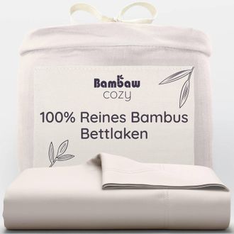 Bambaw Bambus Betttuch ohne Gummizug 240x290 cm, hautfreundliche Anti Allergie Bettwäsche, kühle Bettlaken, atmungsaktive Bettwäsche Anti Schwitzen, kühlende