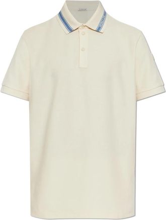 Moncler Polo Shirt Mit Logo-Patch - - Tops - Herren - Beige - XL