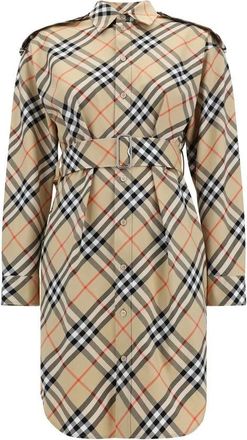 Burberry Femme, Robes, Multicolore, Taille: 34 FR Robe Chemisier &agrave; Carreaux avec Ceinture