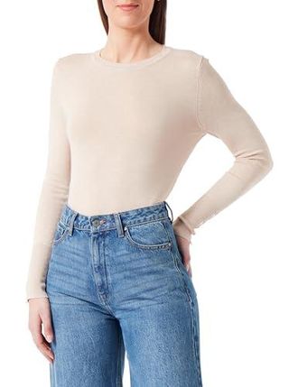 Only Onljulie Ls Life Button O-Neck CC KNT Sweater, Oxford Tan/d&eacute;tail : chin&eacute;, S Femme