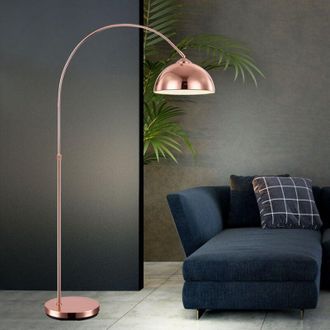 Globo Lighting Led Bogen Steh Lampe Stand Leuchte Kupfer-Farbe Beleuchtung Fußtrittschalter Höhenverstellbar Wohn- Schlaf- Ess- Zimmer