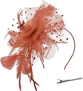 Dreshow Fascinator Chapeau Plume Mariage Dames Day Bandeau et Clip Cocktail Tea Party Chapeau pour Fille et Femmes