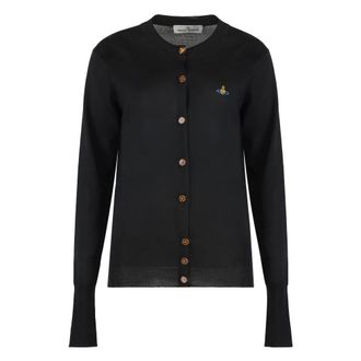 Vivienne Westwood Femme, Pulls, Noir, Taille: 40 FR Cardigan Tricot Brod&eacute;