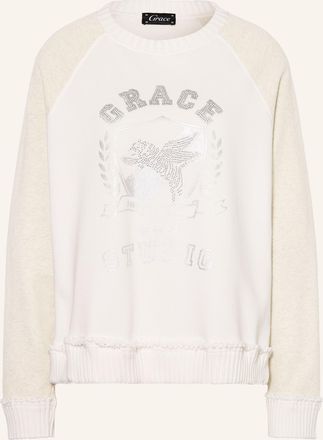 Grace Grace Sweatshirt Mit Schmucksteinen weiss