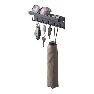Yamazaki Tableware Yamazaki 2755 SMART Magnetischer Schl&uuml;sselhaken mit Ablage, schwarz, Stahl, minimalistisch, 24.5 x 4.5 x 6 cm