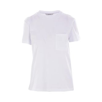 Max Mara Femme, Tops, Blanc, Taille: 36 FR T-shirt Blanc en Coton avec Monogramme Brodé