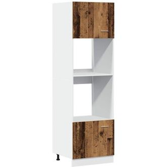 vidaXL Mikrowellenschrank Lyon Altholz-Optik 60x57x207 cm Holzwerkstoff Vidaxl