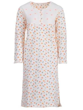 Lucky Brand Chemise de nuit thermique &agrave; manches longues pour femme Design Gerbera Boutonni&egrave;re M-2XL M&eacute;lange de coton, abricot, XL