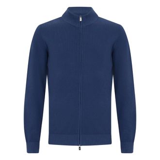 Fedeli Homme, Pulls, Bleu, Taille: M Cardigan &agrave; col montant