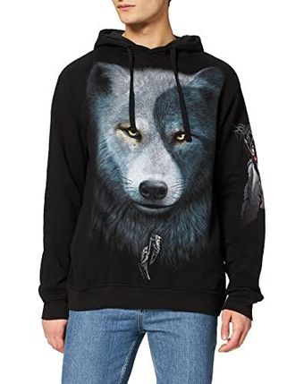 Spiral Wolf Chi Homme Sweat-Shirt &agrave; Capuche Noir S 100% Coton Regular/Coupe Standard