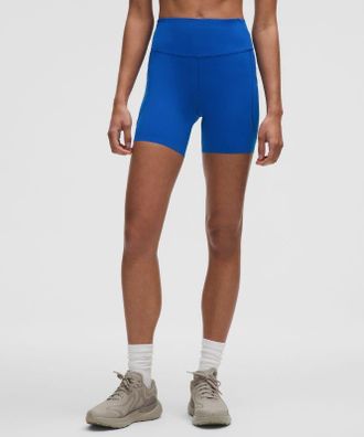 lululemon Fast and Free Shorts mit hohem Bund 5 Taschen f&uuml;r Frauen - 15 cm - Gr&ouml;&szlig;e 0 in Galactic Cobalt