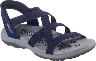 Skechers Womens Reggae Slim-Stretch Flex Hands Free Slip-ins Sandal, Navy, 7