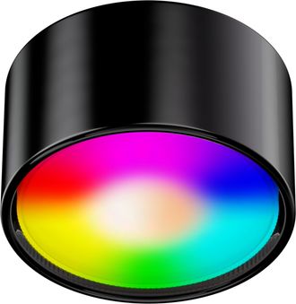 LEDs Com GX53 Porzellan Aufbauleuchte KLU rund schwarz 91mm Ø + RGB Leuchtmittel warmweiß - kaltweiß (2900-6200), Smart Home