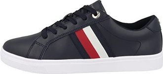 Tommy Hilfiger Chaussures Femme Corp Webbing Sneaker en Cuir, Bleu (Desert Sky), 36 EU