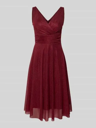 Troyden Collection Knielanges Cocktailkleid mit V-Ausschnitt