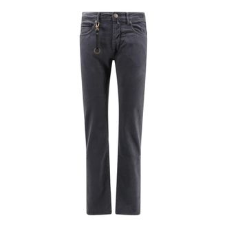Incotex Stretch Baumwollhose mit Wildleder-Logo-Patch - - Jeans - Herren - Blau - W40