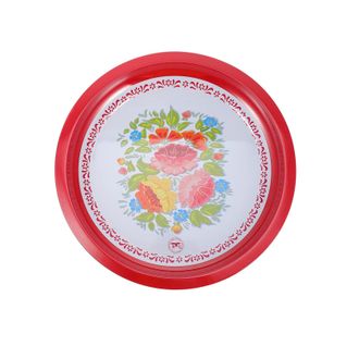 BESTONZON Retro Speiseteller 40cm Vintage Teller Aus Emaille F&uuml;r Zuhause Und Hotel Robuster Kratzfester Teller Mit Blumenmuster F&uuml;r Salate Suppen Nudeln Dessert