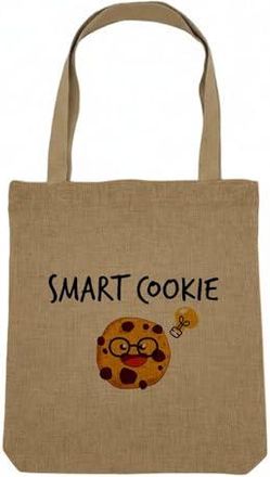 Fabulous Sac Shopping Tote Bag Aspect Lin - Smart Cookie Jeux de Mots Nourriture Street Food - Sac de Courses Toile Epaisse 360g Beige Naturel Cabas Port&eacute; Epau
