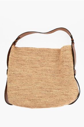 Dsquared2 Raffia and Leather JUNGLE Shoulder Bag with Logoed Detail size Unica