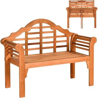 Costway Costway - Banc de Jardin Pliable en Bois en Eucalyptus avec Dossier Haut, Banquette de Jardin Exterieure 2 Places avec Accoudoirs Charge 360KG, pour