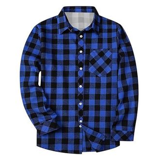 Generic DENGJIAMY Chemise boutonn&eacute;e &agrave; carreaux &agrave; manches longues pour homme - Style vintage et d&eacute;contract&eacute; - Pour les vacances et la plage - Col classique - V