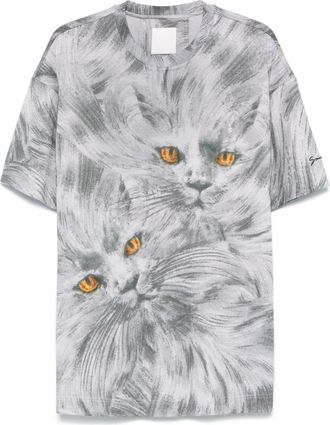 Givenchy T-Shirt mit Katzen-Print - Grau