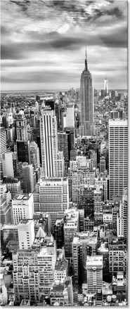 Pixxprint Glasbild Panorama, Wandbild aus Echtglas, Skyline von New York, 120x50 cm, inkl. Aufh&auml;ngung und Abstandshalter