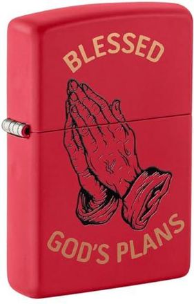 Zippo Sturmfeuerzeug - Blessed, Red Matte, Color Image-Auto Engrave - Nachfüllbar - Wiederverwendbar - Windfestes Design - Geschenkbox - Made in USA